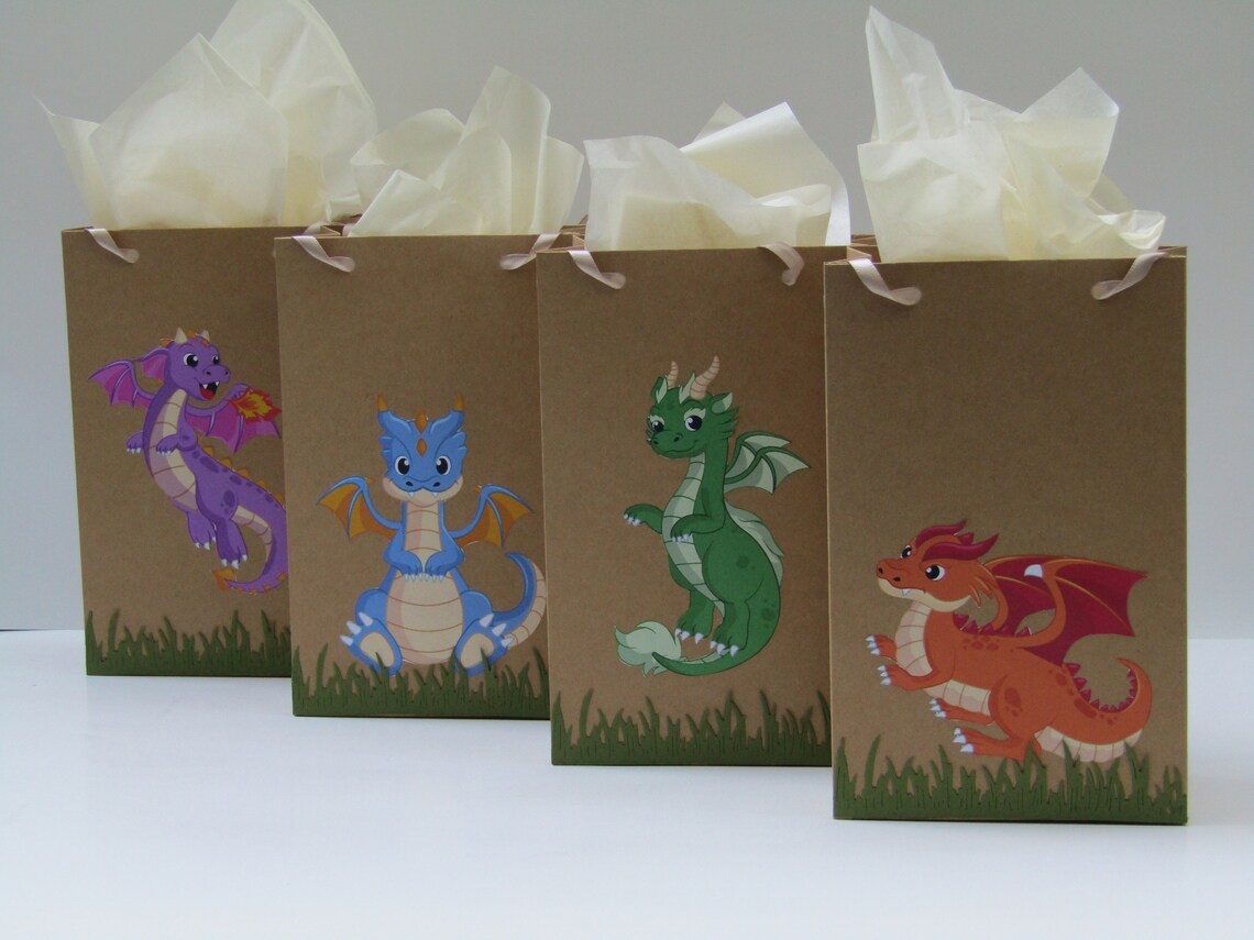 12 Dragon Party Favor Bag Dragon Treat Bag Dragon Birthday | Etsy