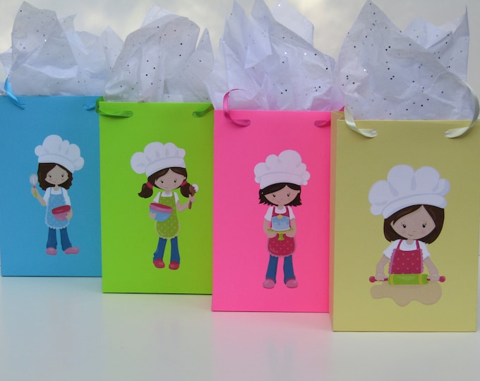 Girls Baking Party Favor Bags Cooking Chef's Birthday Treat Favor Gift ...