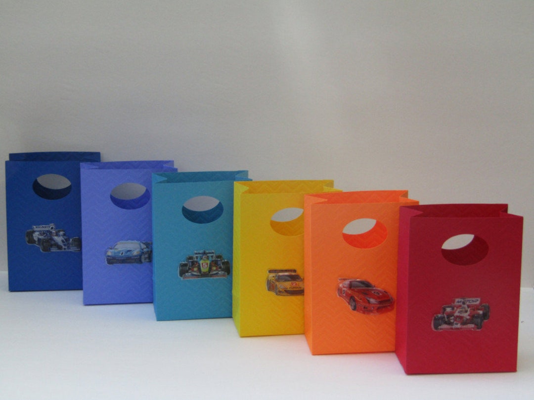 12 Cars - Pop up Favor Bag Chevron Embossed - Candy Bag Cars Treat Bag ...