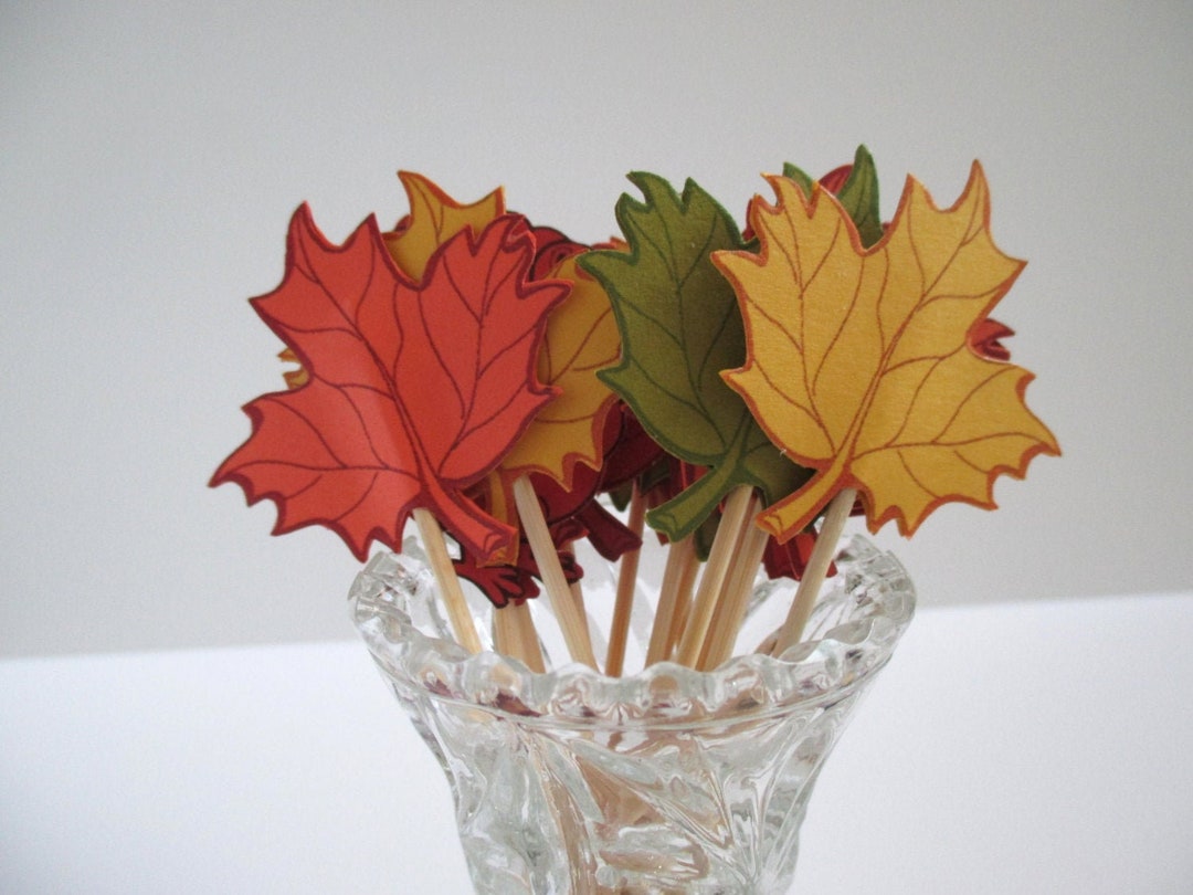 12 Maple Leaf - Party Picks - Food Picks - Cupcake Toppers ...