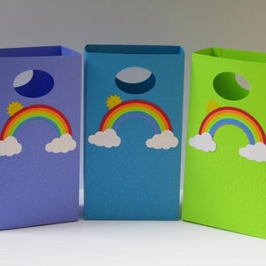 12 Rainbow Favor Bag Rain Drop Embossed - Candy Bag –rainbow Treat Bag ...