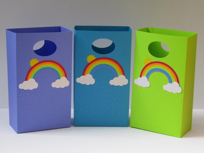 12 Rainbow Favor Bag Rain Drop Embossed Candy Bag rainbow - Etsy