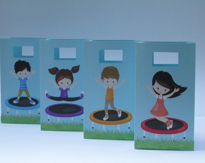 12 Jumping Trampoline Birthday Party Jump Favor Bags- Trampoline Party ...