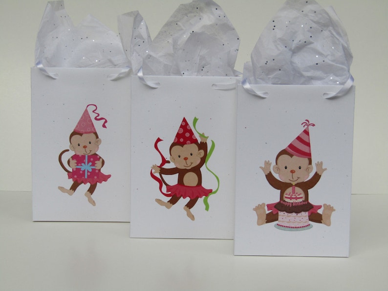 12 Monkey Girls Party Favor Bag-monkey Treat Bag-monkey Girls | Etsy