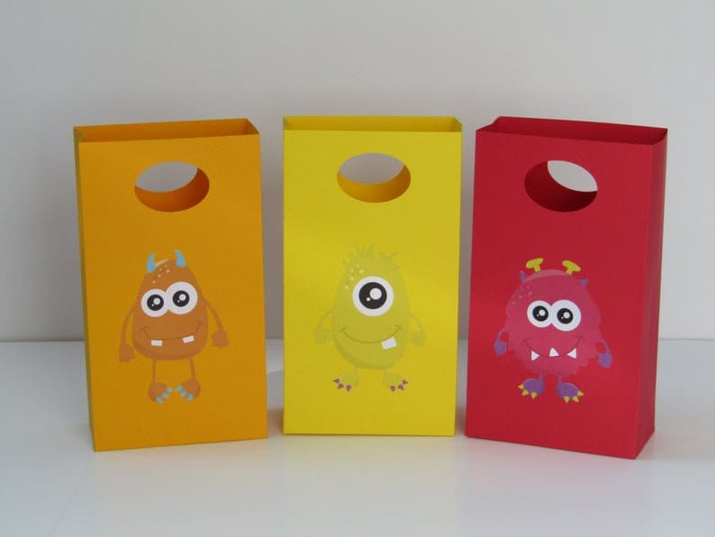 12 Monsters Party Favor Bag - Candy Bag – Monsters Treat Bag – Monsters ...