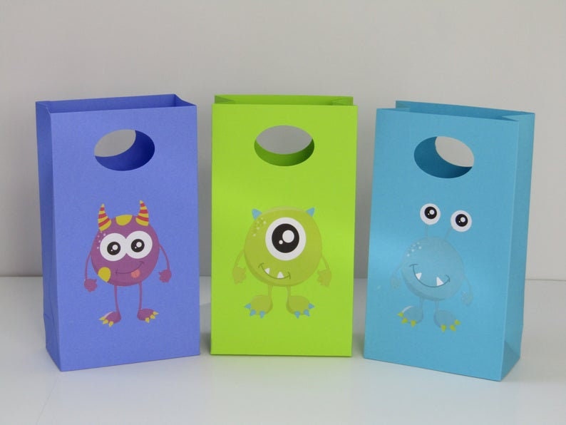 12 Monsters Party Favor Bag - Candy Bag – Monsters Treat Bag – Monsters ...
