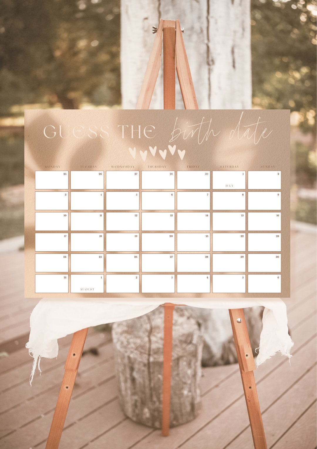DIGITAL Neutral Shadow Baby Shower Guess Baby Due Date, Gender Neutral ...