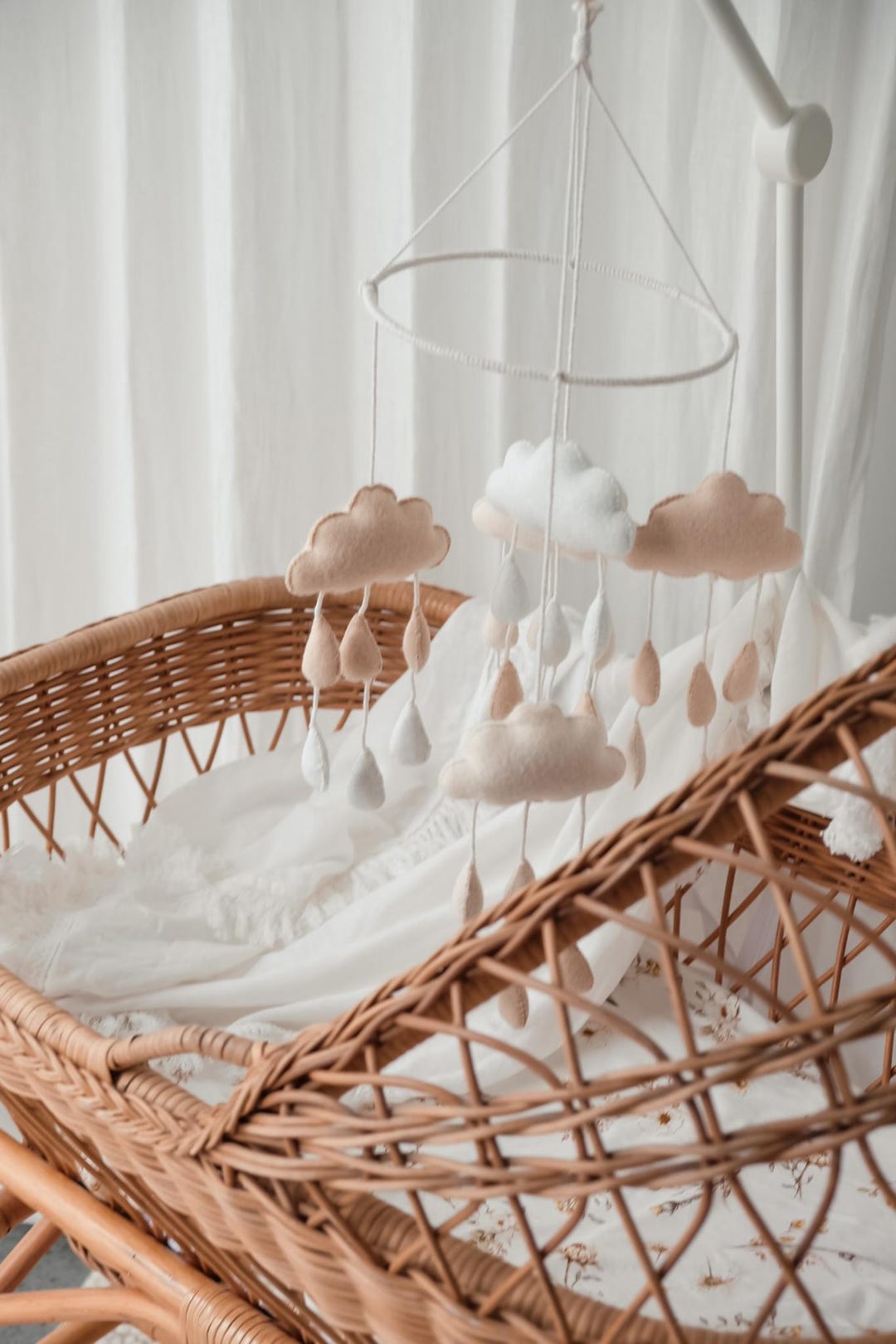 Neutral Cloud Mobile, Neutral Baby Mobile, Nursery Mobile, Designer ...