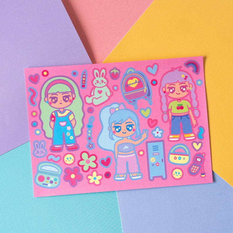90s and Y2K Gyaru Peace Girls Sticker Sheet by Mintymentaiko - Etsy