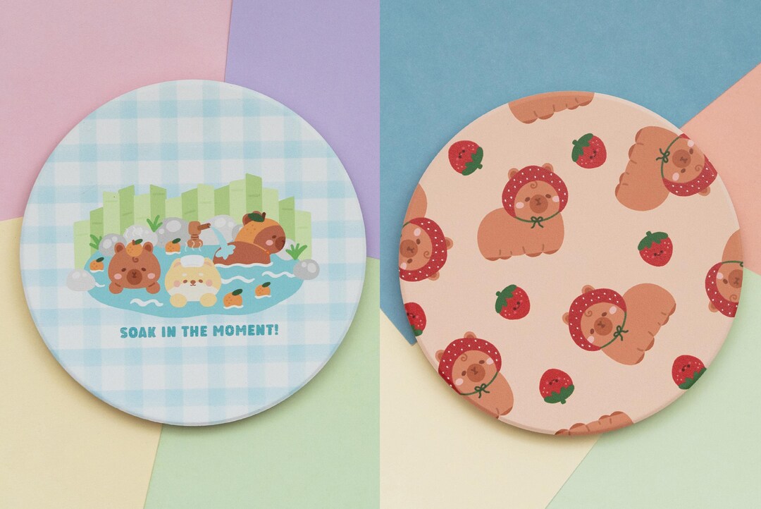 Cute Capybara Theme Ceramic Coasters - Etsy