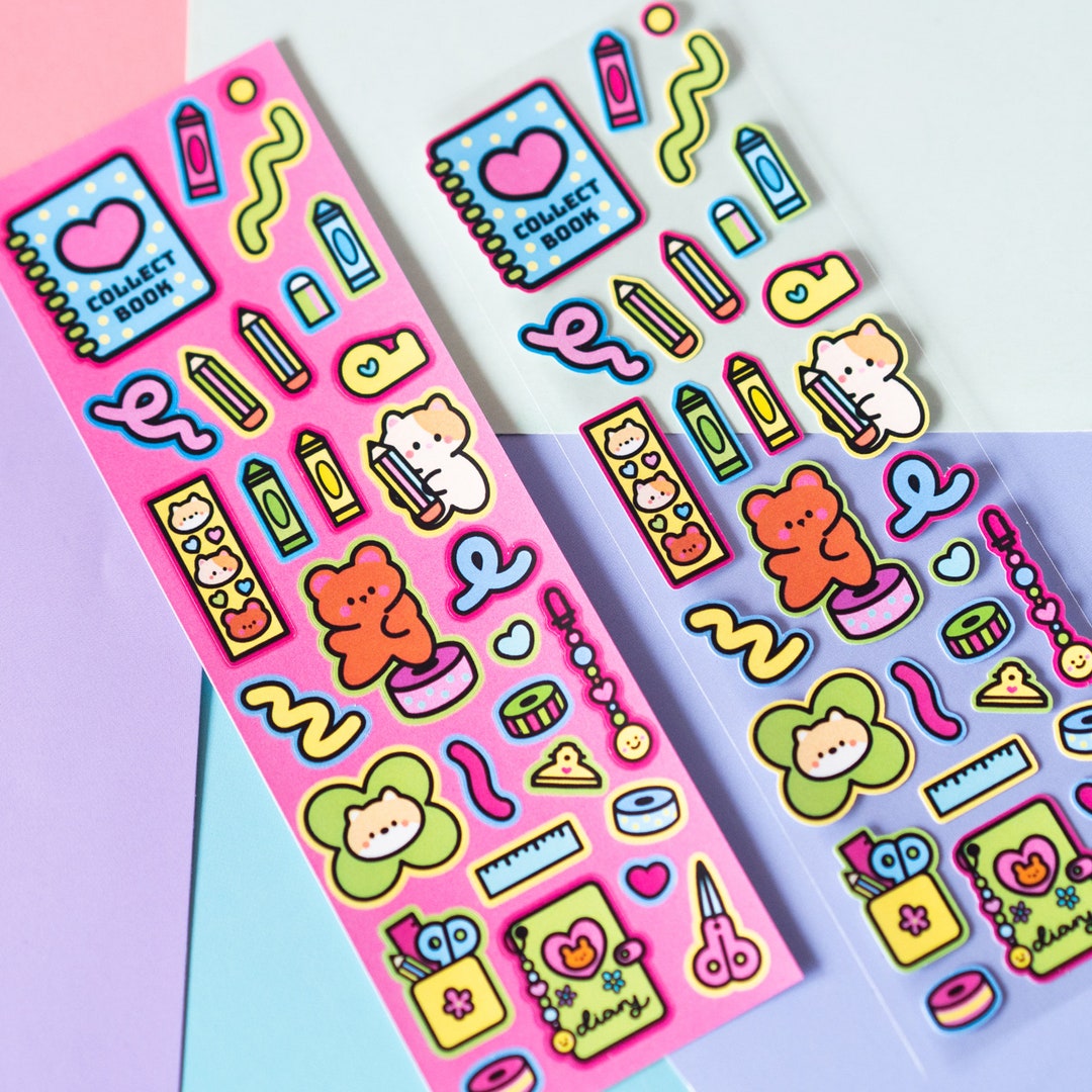 Stationery and Journaling Y2K Lined Art Sticker Sheet by Mintymentaiko ...