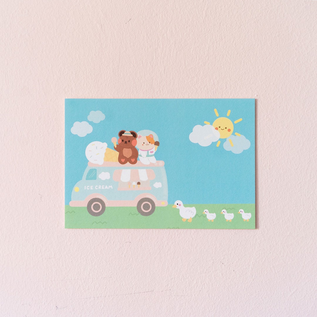 Darekuma and Space Nyan Ice Cream Truck Postcard / Print by ...