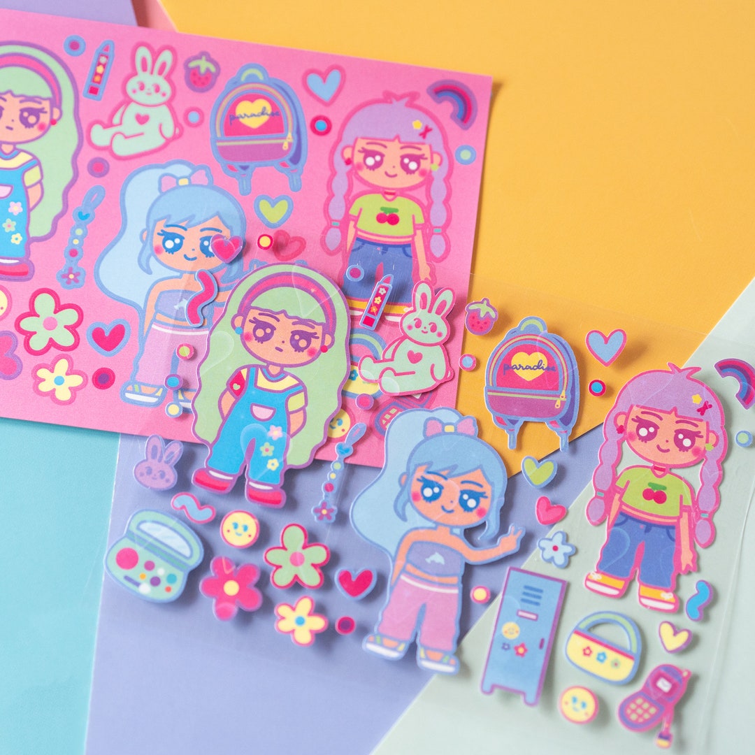 90s and Y2K Gyaru Peace Girls Sticker Sheet by Mintymentaiko Bullet ...