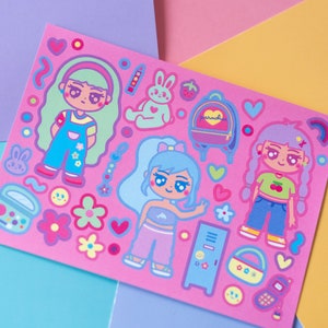 90s and Y2K Gyaru Peace Girls Sticker Sheet by Mintymentaiko Bullet ...