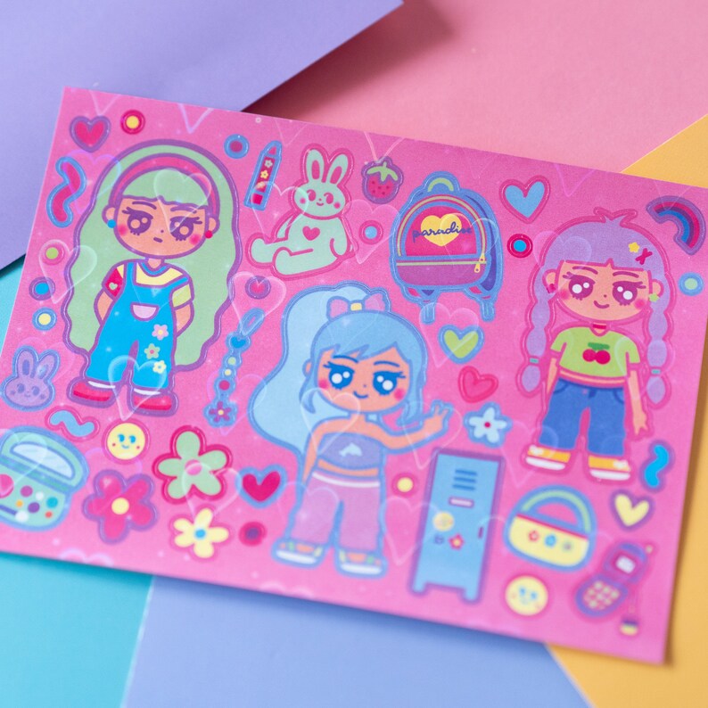 90s and Y2K Gyaru Peace Girls Sticker Sheet by Mintymentaiko - Etsy