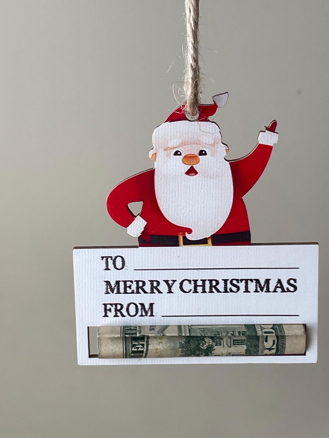 2 Christmas Money Gift Ornaments. Santa and Christmas Tree Money ...