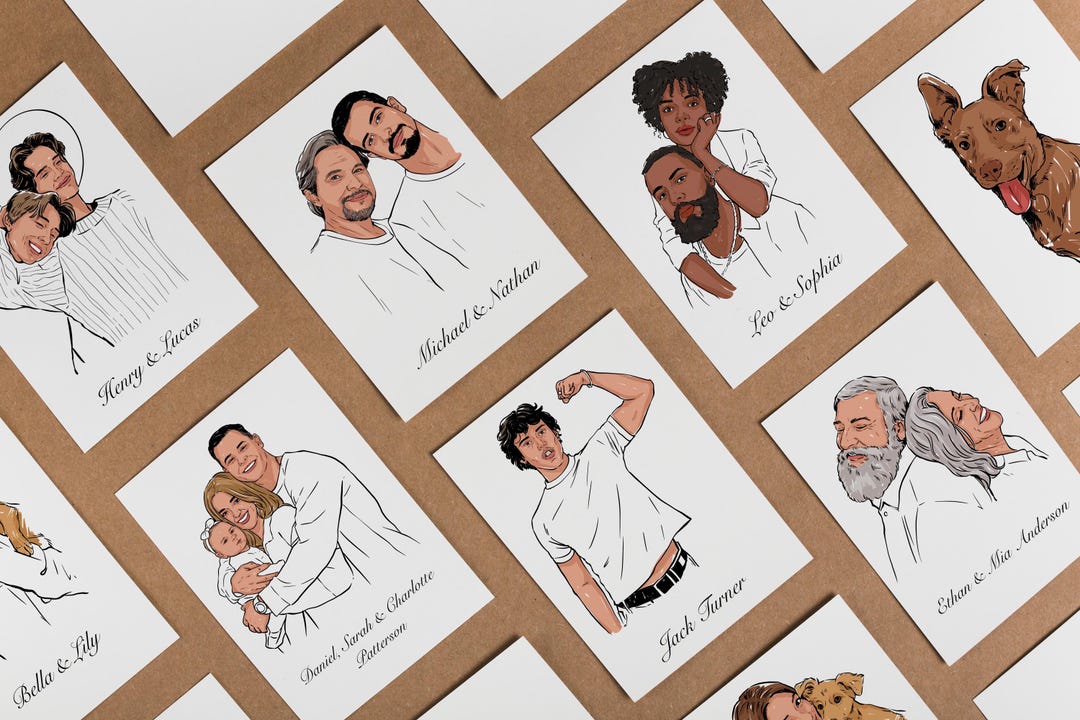 Custom Wedding Guest Portrait Illustration: Personalized Digital Art ...