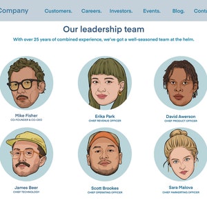 Custom Illustrated Avatars for Team Website Profiles,custom Headshot ...