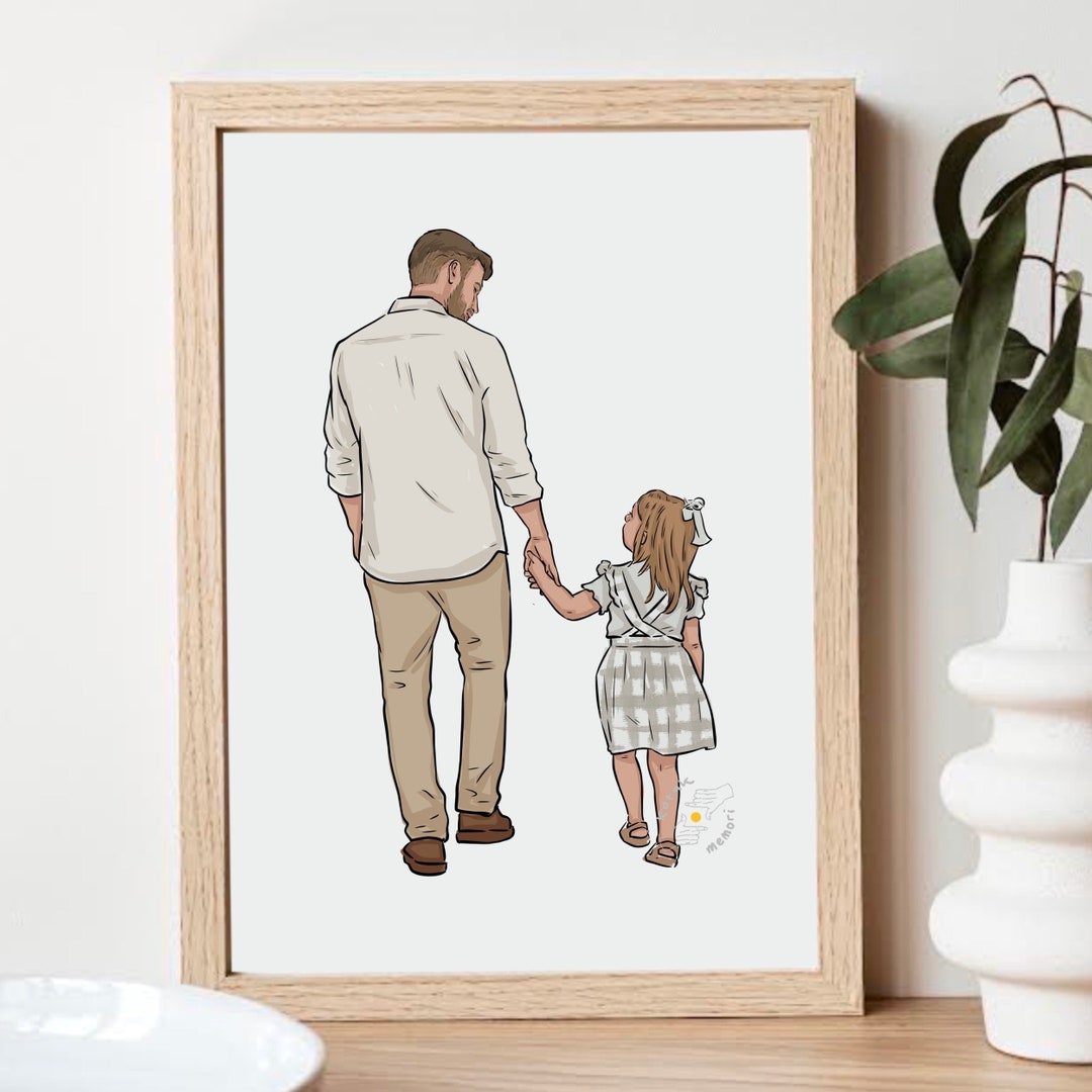 Personalized Father's Day Portrait: Custom Digital Illustration ...