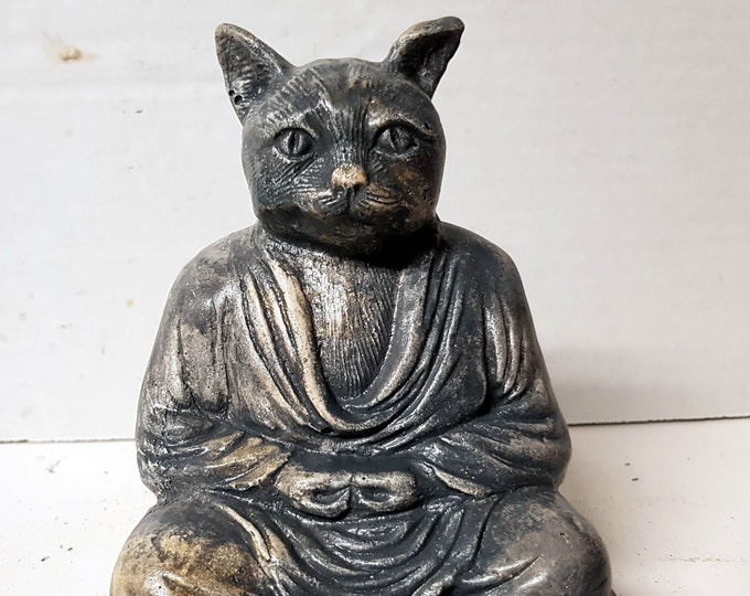 Buddha Cat, Meditating Cat Statue, Concrete Cats, Zen Home and Garden ...