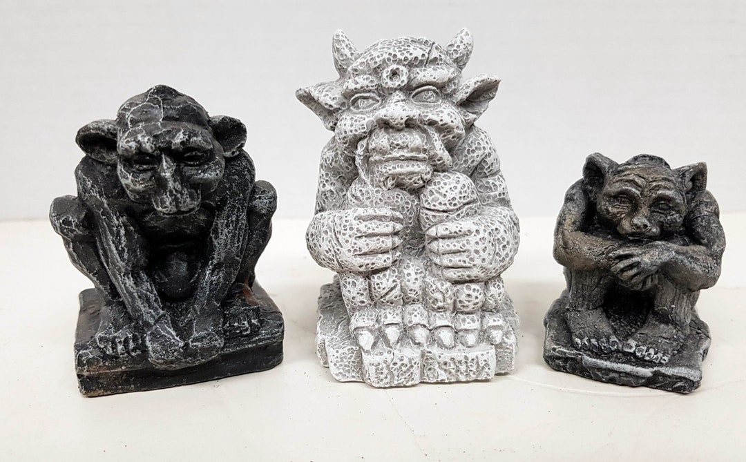 Set of 3 Gargoyles, Free Delivery, Grotesque, Cast Statue, Medieval ...