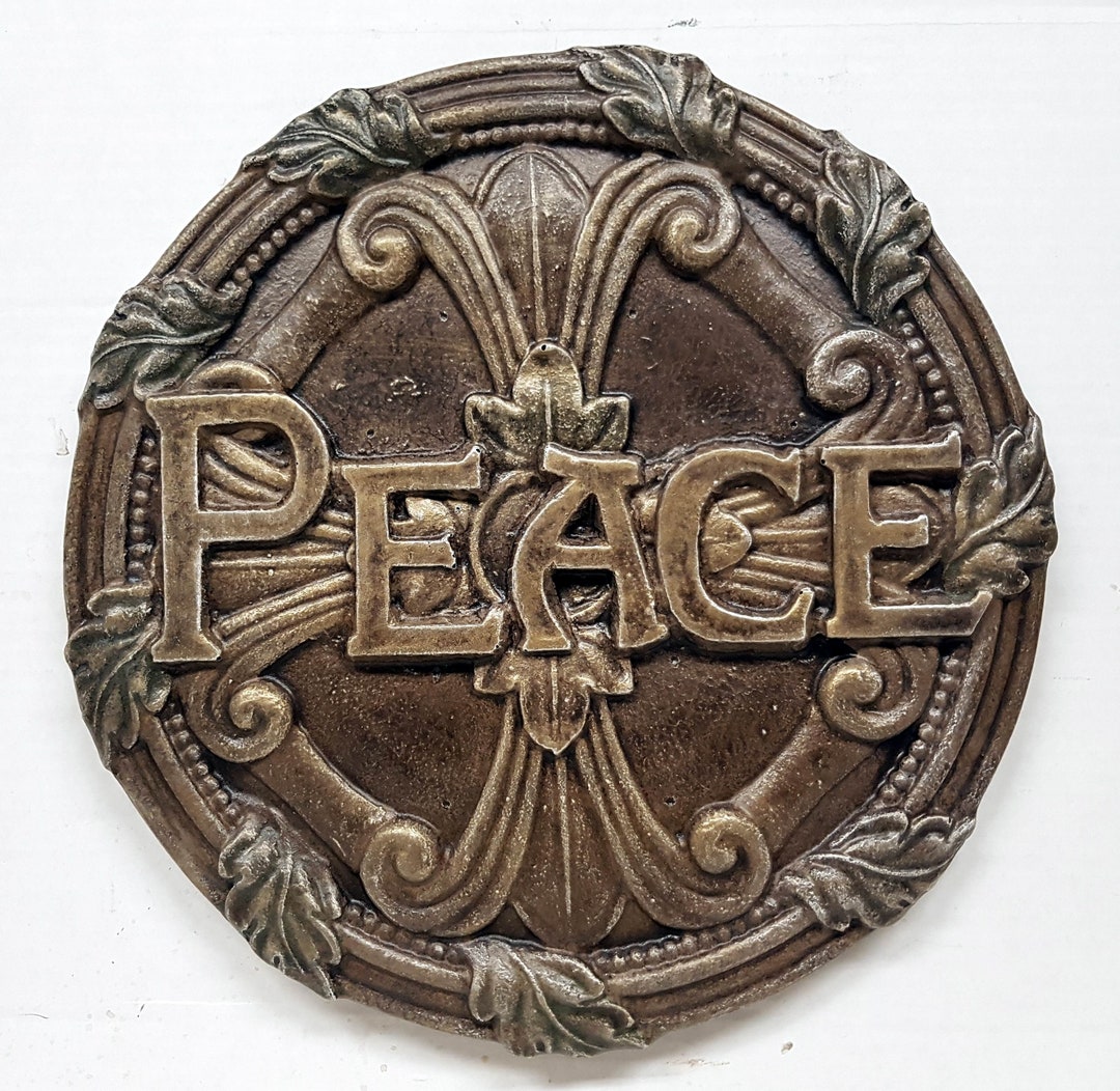 Peace Plaque, Concrete Plaque, 12 In. (30cm), Garden Wall Art, Elegant ...