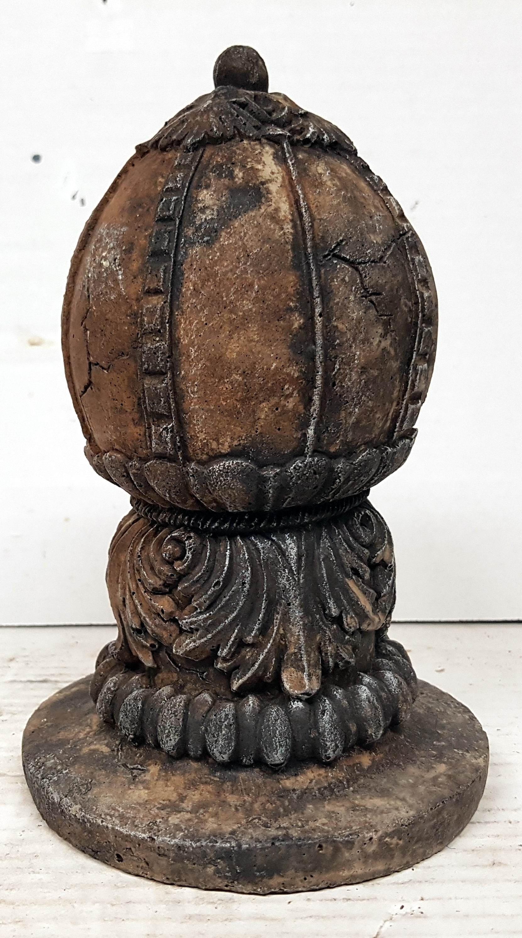 Finial, Concrete Finial, 8in. 20cm, Decorative Cap, Post Finial, Castle ...