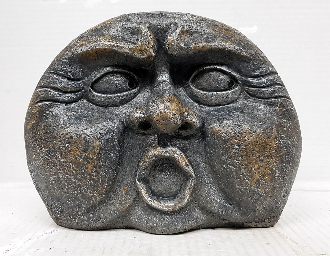 Stoned Face, Concrete Face, 8.5 In.(22cm), Garden Stone, Gothic ...