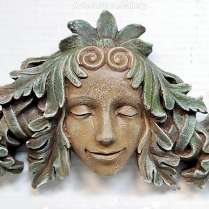 Lady of the Forest, 10.5 In., Leaf Lady, Tree Face, Concrete Face ...