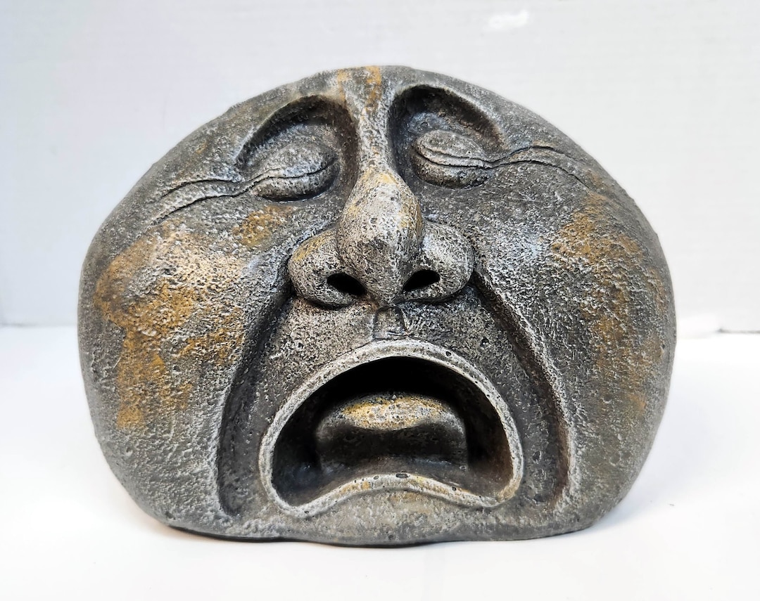 Stoned Face, Concrete Face, 8.5 In.(22cm), Garden Stone, Gothic ...
