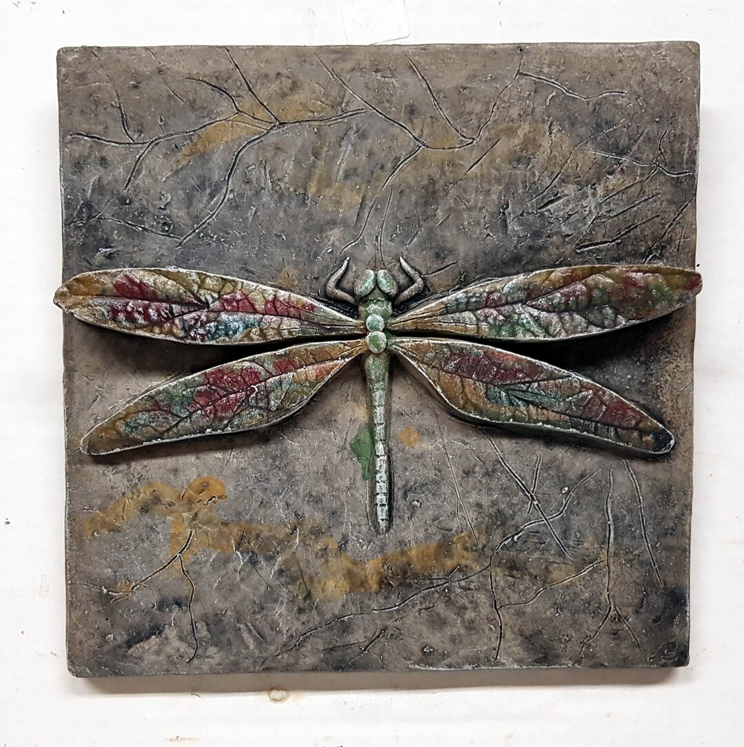 Damselfly Plaque, Concrete Plaque, 7 In. (14 Cm), Stone Sculpture, Bug ...