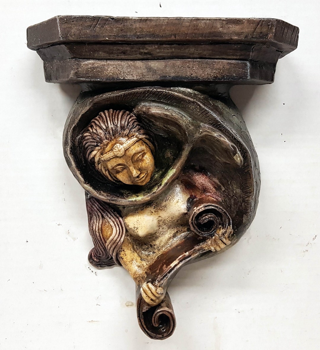 Mermaid Sconce, 9 In. 23 Cm, Goddess Atargatis, Mermaid Legends, Little ...