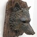 Concrete Wolf Face, 11 In. 28 Cm, Wolf Head Wall Mount Cast Stone ...