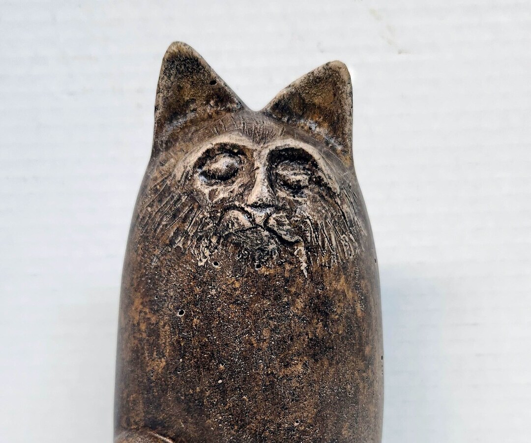 Stoned Cat, 7.5 In., Concrete Cat, Majestic Cat, Stone Cat, Garden ...