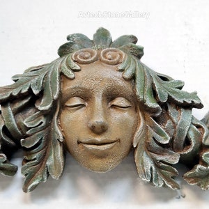 Lady of the Forest, 10.5 In., Leaf Lady, Tree Face, Concrete Face ...