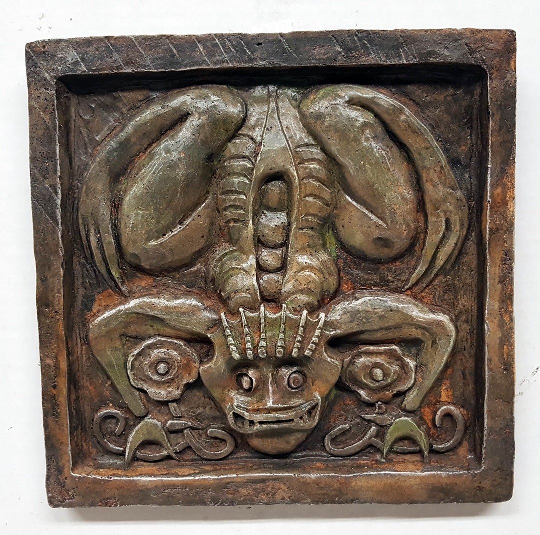 Gothic Frog 8 In. (20 Cm) Funky Frog Plaque Gothic Stone Sculpture Wall ...