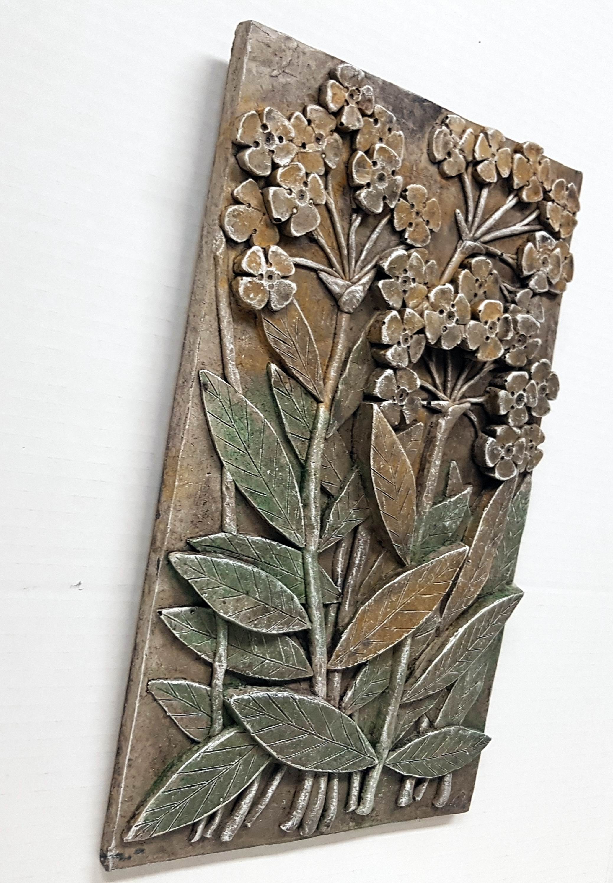 Floral Plaque, Concrete Plaque, 13in., Thistle Plaque, Phlox Plaque ...