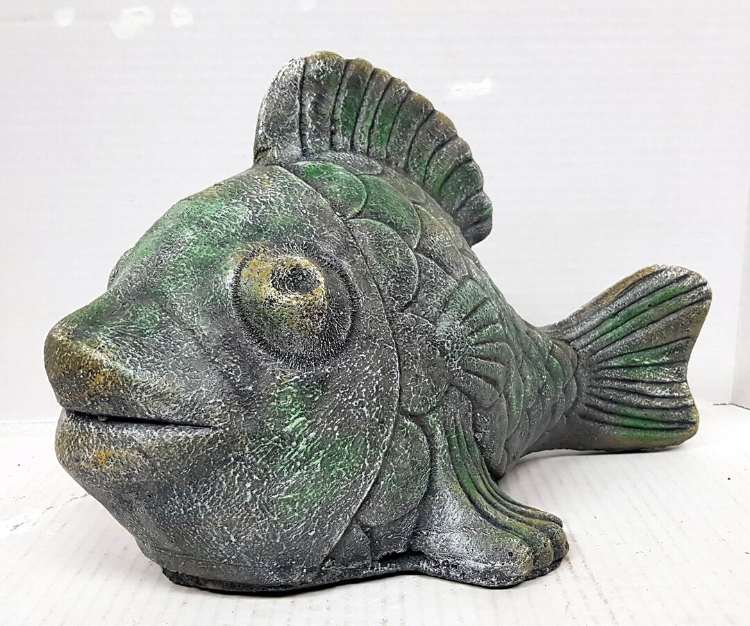 Stone Fish, Concrete Fish, 12.5 In.(32cm), Pond Fish, Pond Ornament ...