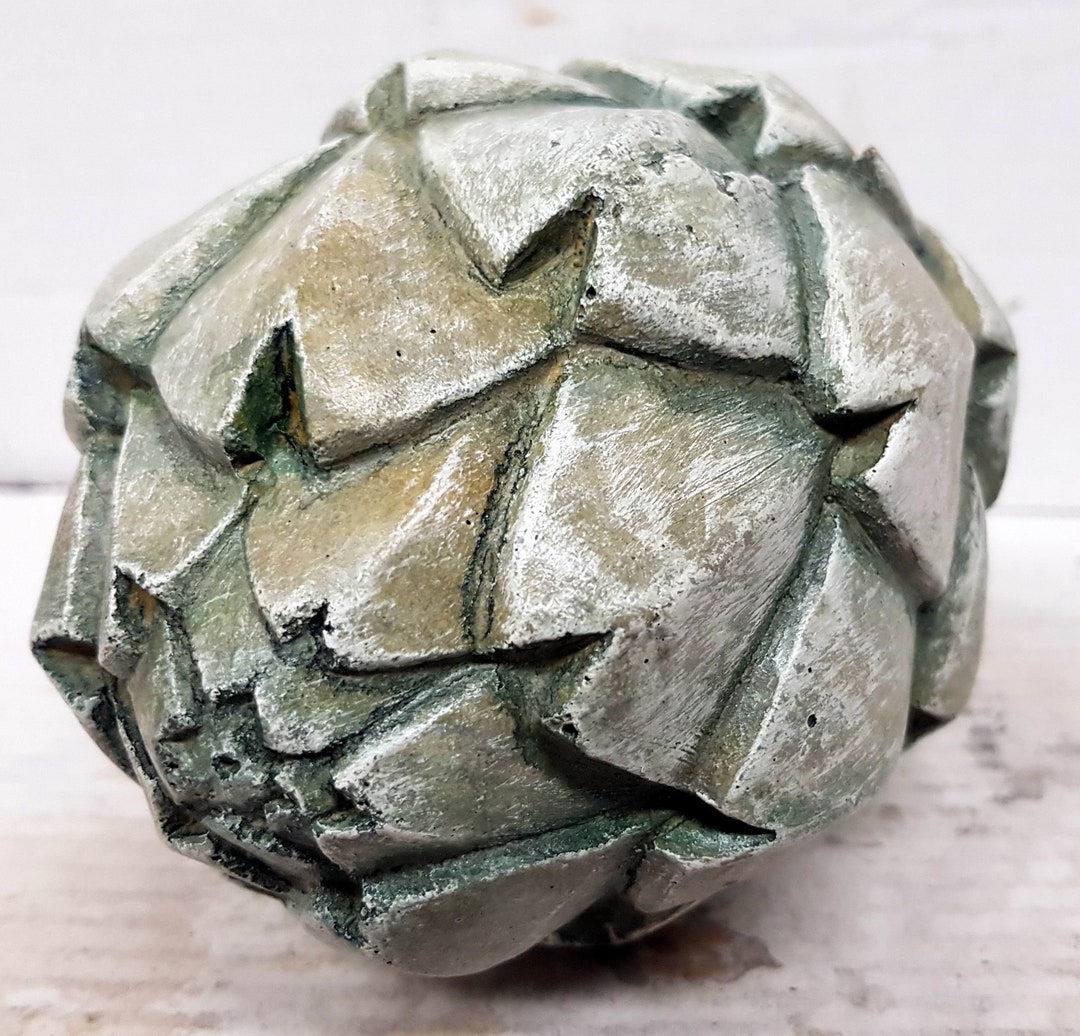 Concrete Artichoke, 6 In.(15cm), Concrete Orb, Garden Ornament ...