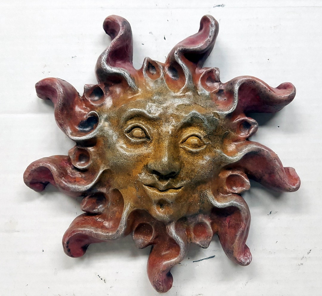 Medium Sun, 9 In. (23 Cm), Concrete Sun, Celestial Stone Sculpture ...