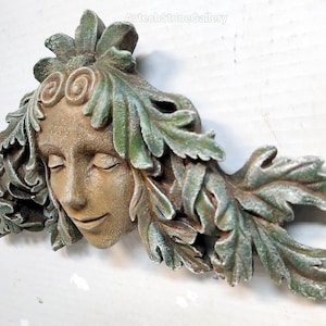Lady of the Forest, 10.5 In., Leaf Lady, Tree Face, Concrete Face ...