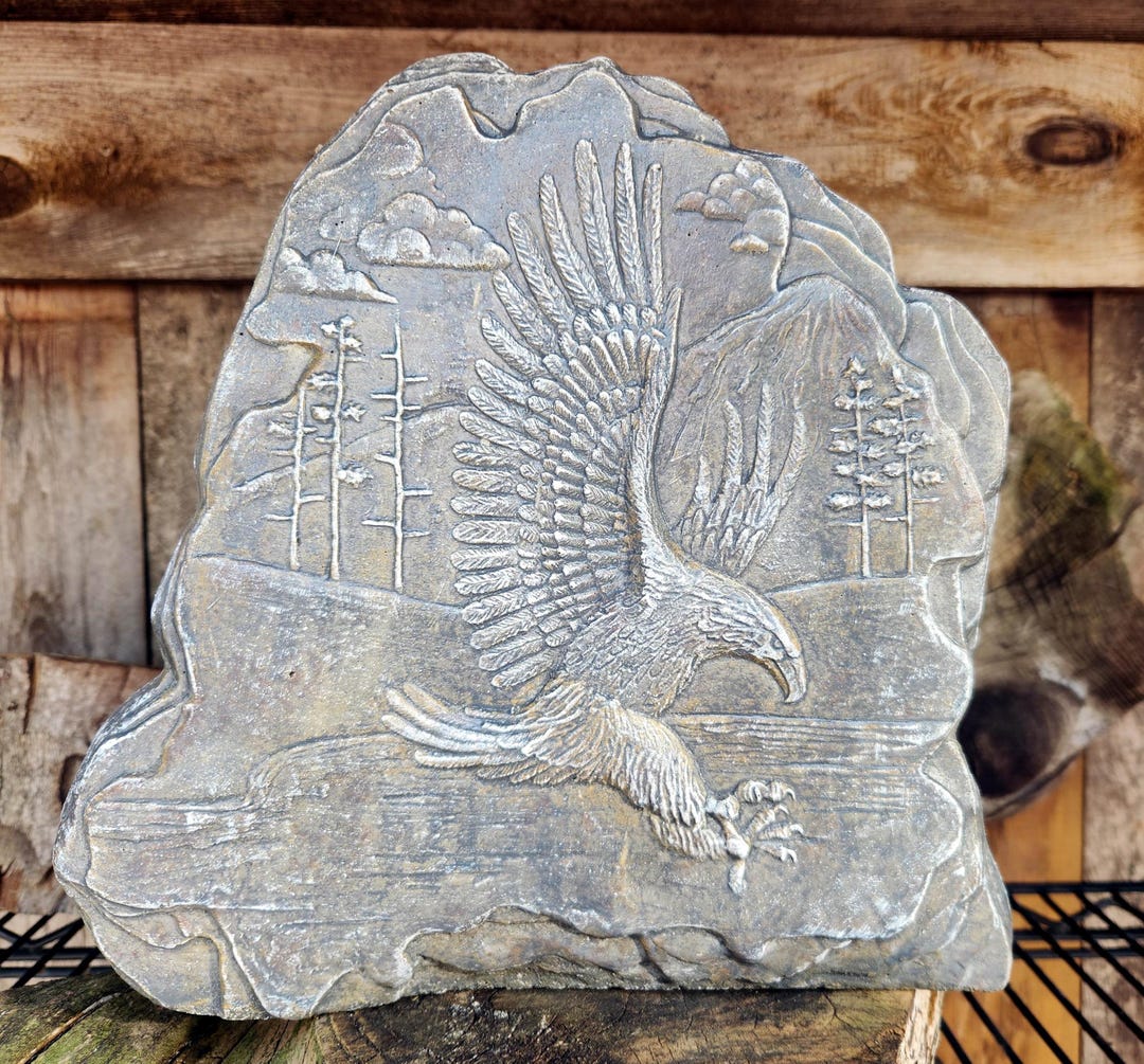 Eagle Marker, 10 In., Concrete Marker, Eagle Stone, Eagle on Rock ...