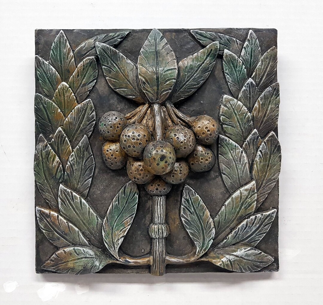 Arbutus Plaque. Concrete Plaque, 8 In. (20 Cm), Art-nouveau, Stone 3D ...