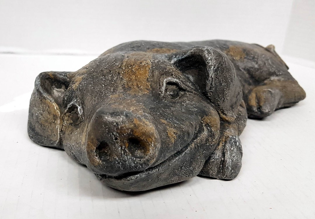 Sleepy Pig, Concrete Pig, 13 In.(33cm), Pig Statue, Wild Hog, Garden ...
