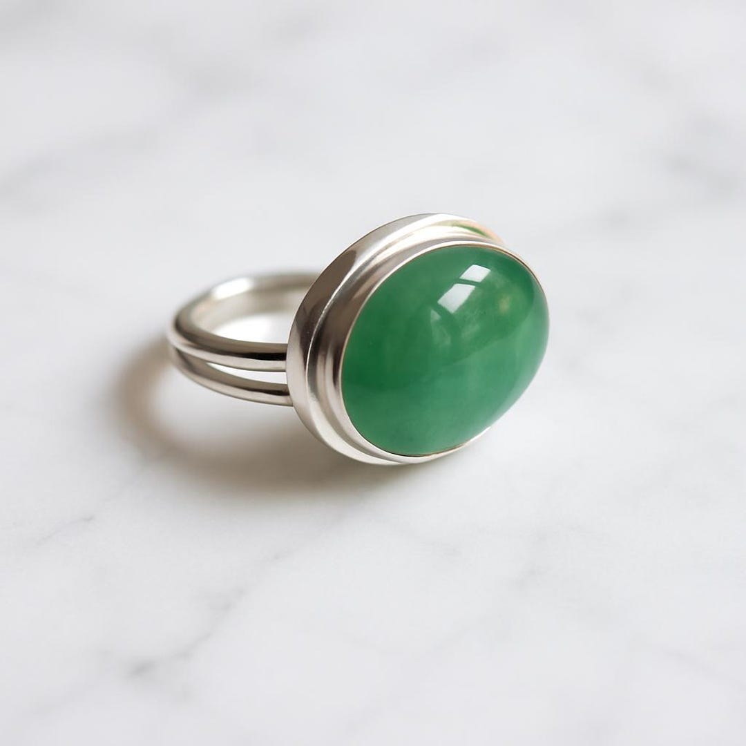 Handmade Burma Jade Ring – Sterling Silver, Minimalist Oval Cabochon - Etsy