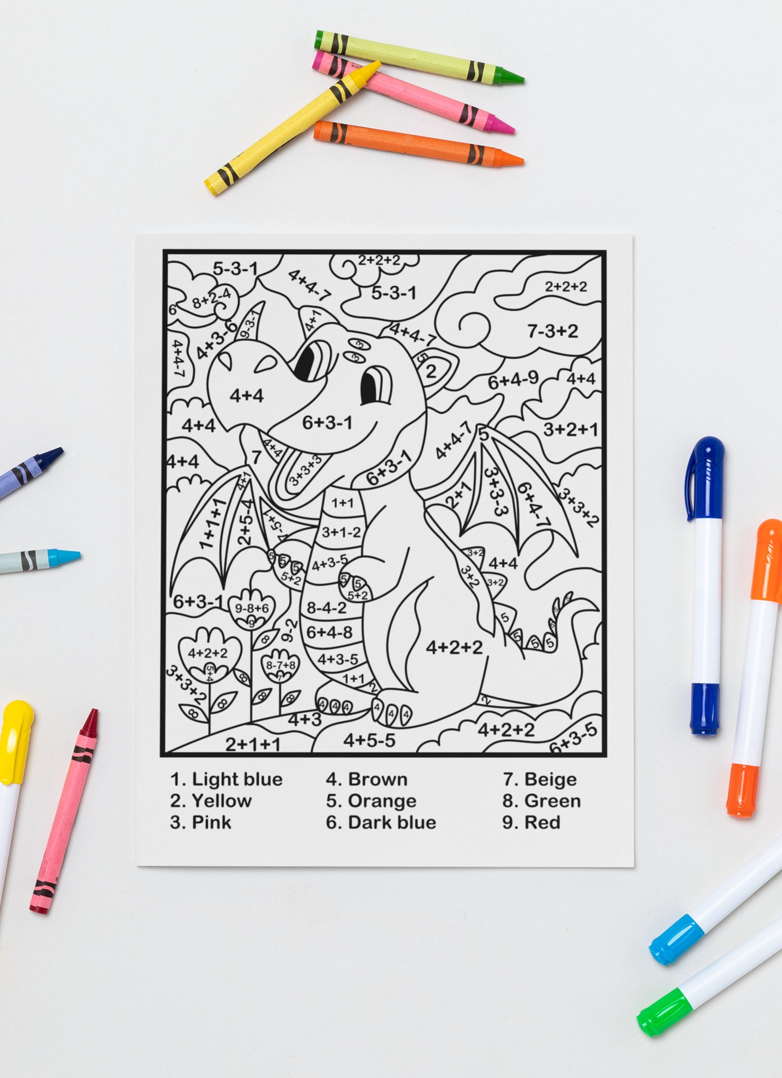 Math color by Code Coloring Sheets - Etsy
