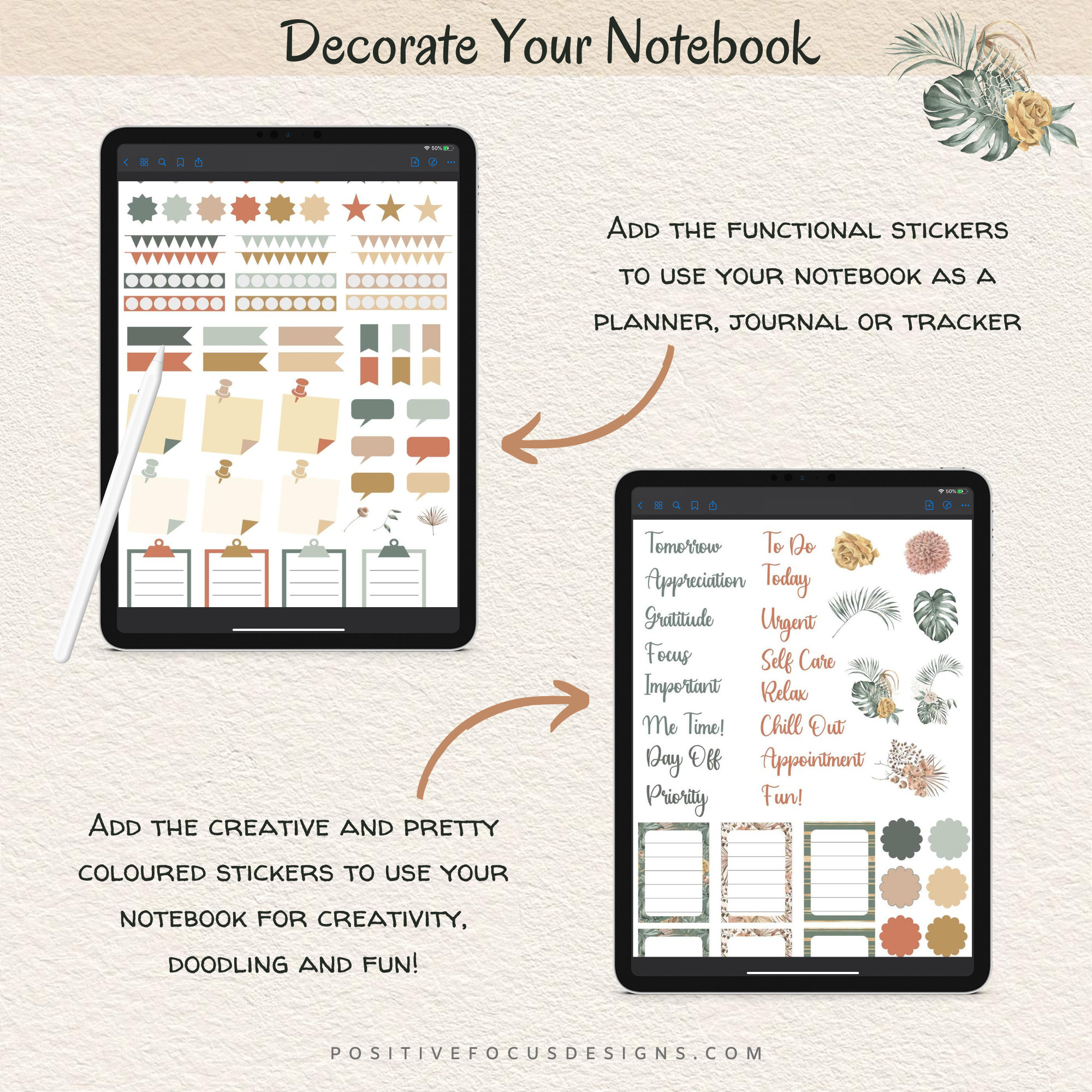 Digital Notebook for Ipad and Android With Matching Stickers - Etsy Ireland