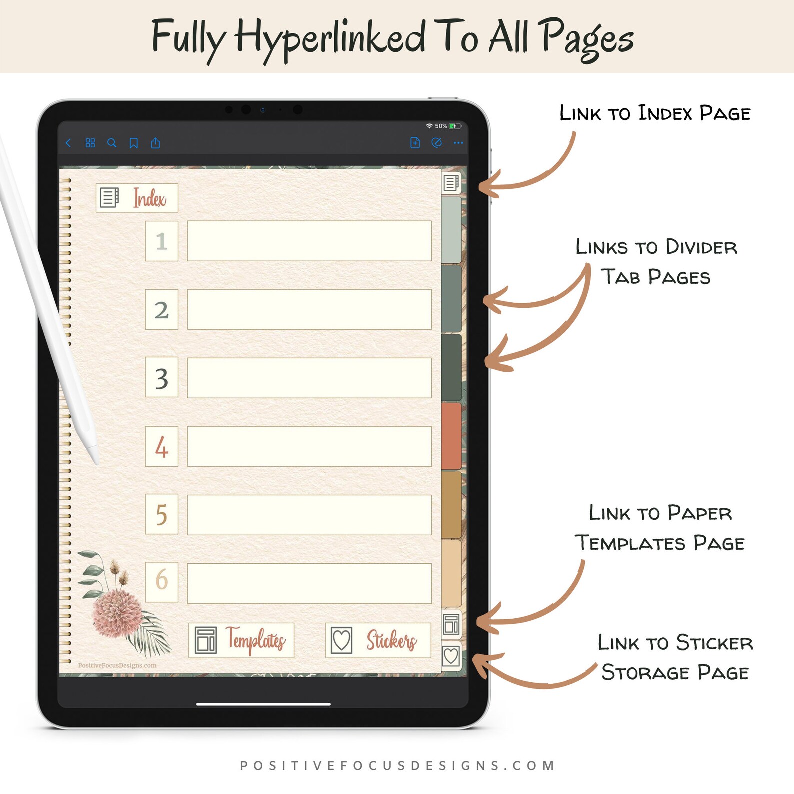 Digital Notebook for iPad and Android With Matching Stickers | Tabbed ...