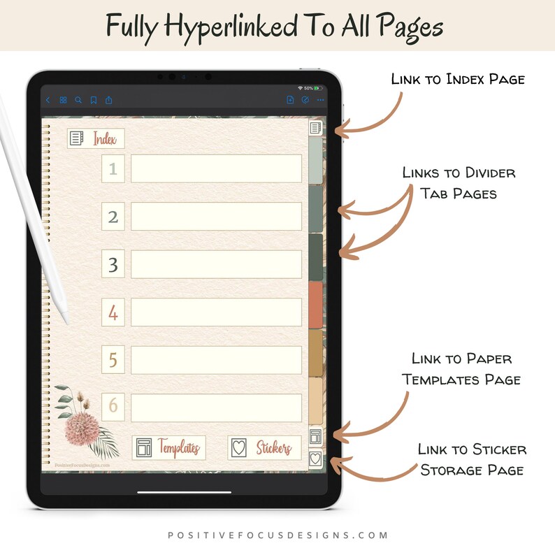 Digital Notebook for iPad and Android With Matching Stickers Tabbed ...