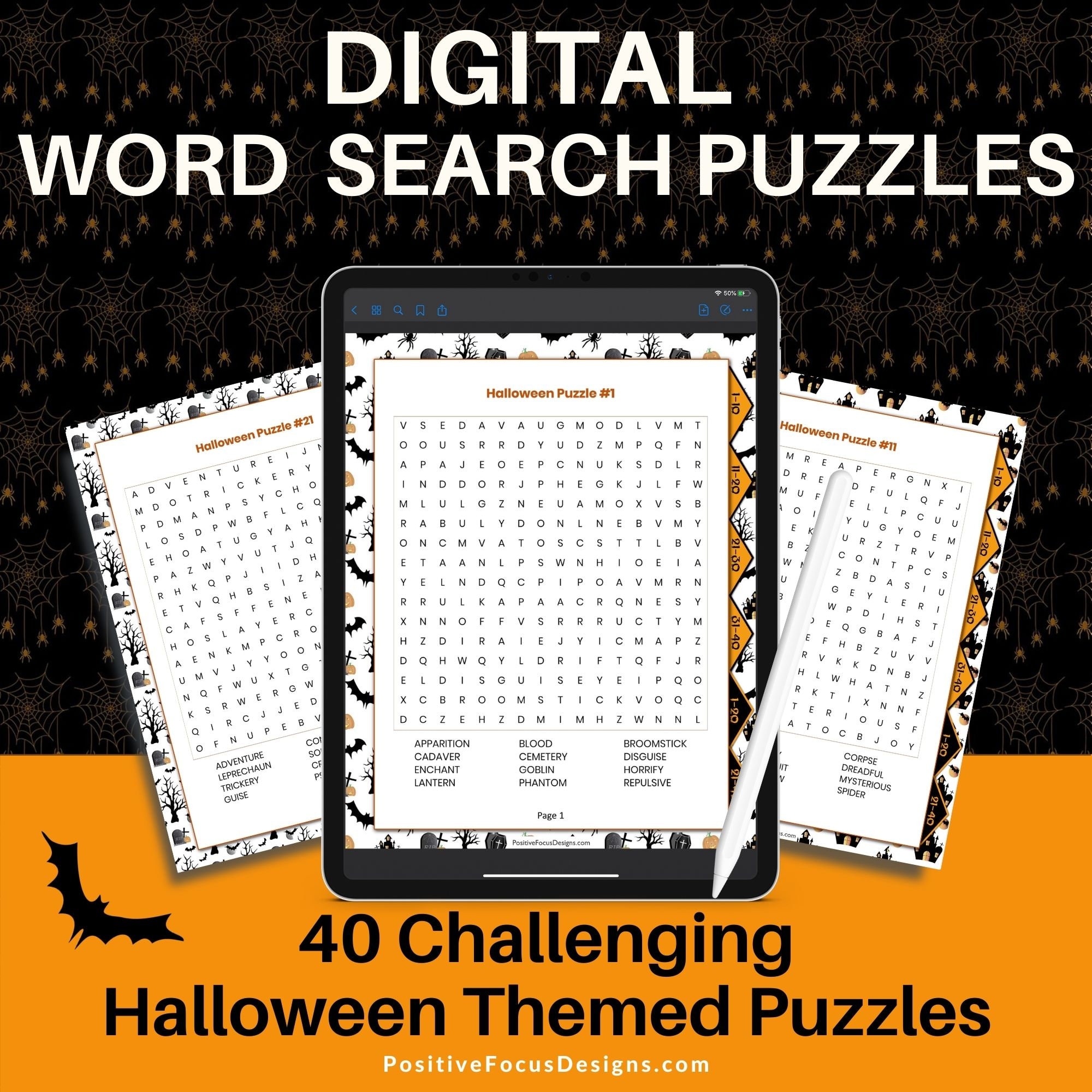 Halloween Word Search Puzzles for iPad and Android Digital Tablets ...
